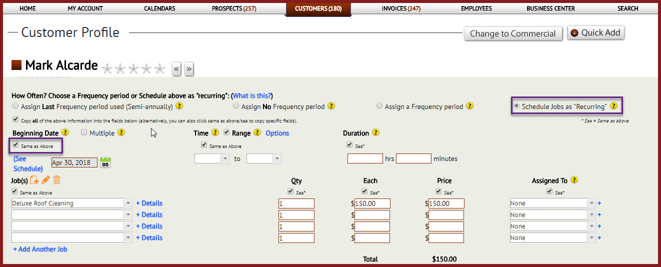 Scheduling A Recurring Job - The Customer Factor Scheduling A Recurring Job - The Customer Factor